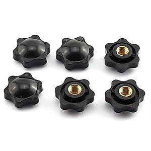 ZRM&E 6PCS 31# M8 Knurled Grip Knob Head with Copper Threaded Insert Plastic Hexagon Shape Thumb Knob