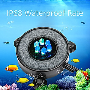DXCEL LED Aquarium Air Bubble Light Fish Tank Air Curtain Bubble Stone Disk with 6 Color Changing LEDs