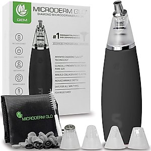 Microderm GLO GEM Diamond Microdermabrasion and Suction Tool - Best Pore Vacuum for Skin Toning - #1 Advanced Facial Treatment Machine - Promotes Collagen Production for Tone, Bright & Clear Skin