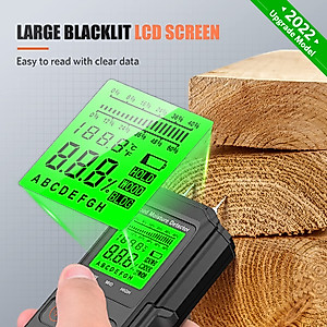 Wood Moisture Meter for Lumber - Firewood Moisture Meter for Walls with Backlit LCD Display Mold Damp Detector Humidity Meter Digital Moisture Meter for Drywall Woodworking Plaster Paper Floor