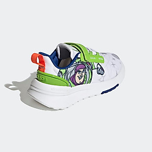 adidas Racer TR21 Running Shoe, FTWR White/FTWR White/Semi Solar Green (Buzz Lightyear), 1 US Unisex Little Kid