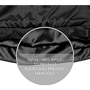 Hairbrella Satin Lined Adjustable Sleep Cap - Sleeping Caps for Women to Protect Hair, Satin Band Edge, Silk Bonnet Black