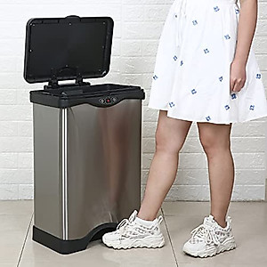 SIMPLYKLEEN SensaPed Touch Sensor 10.5-Gallon Rectangular Stainless Steel Trash Can with Lid