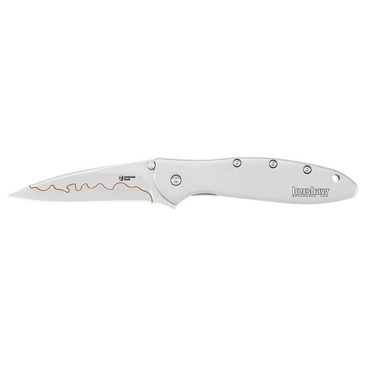Kershaw Leek Composite Blade Folding Pocketknife, 3" D2 Steel and 14C28N Stainless Steel Blade, Assisted Opening Folding EDC