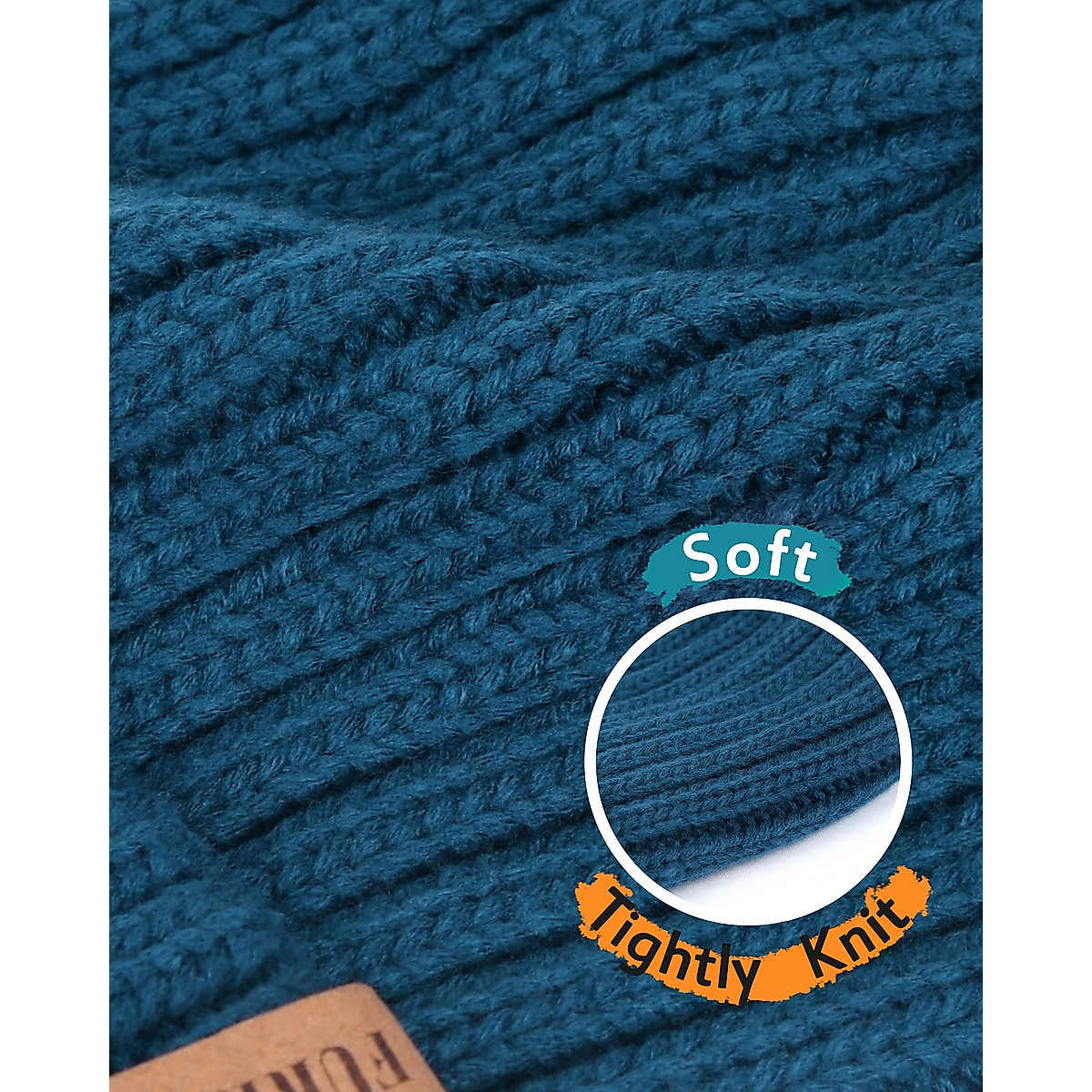 FURTALK Womens Beanie Satin Lined Knitted Beanie with Pom Winter Hats for Women (Blue)