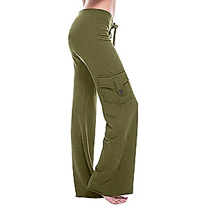 KSODFNXH Girls Pants Relaxed Fit Wide Leg Trendy Sweatpants Teen Girls Parachute Baggy Plus Size Pants with Pockets Womens Sweat Pants Orange Pants A#Army Green,Small