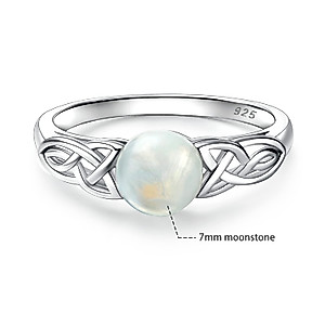 Gemsme 18K White Gold Filled 925 Sterling Silver 7.00mm Moonstone Victorian Style Solitaire Ring for Women (5)