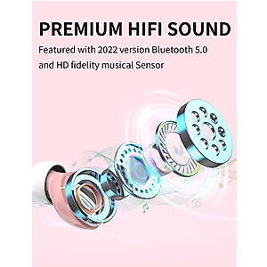 Togetface Bluetooth Kids Earbuds, Pink Wireless Earbuds for Girls and School Classroom Earpods Small Ears Headphone Earphones Airpods in-Ear Headset