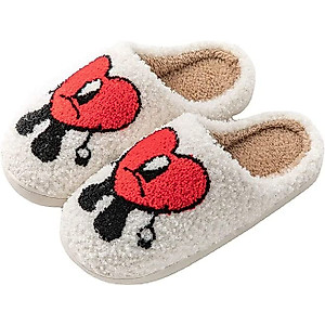 Daisy’s Findings Bad Bunny Slippers | Smiley Face Slippers for Women | Cute Plush Cute Slippers for Women | Fluffy Slippers | Fuzzy Slippers Women Indoor and Outdoor