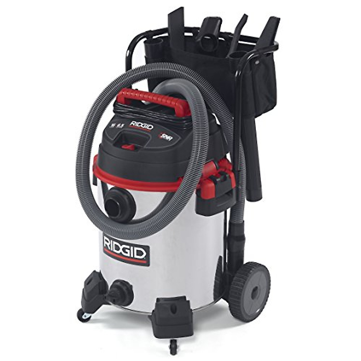 RIDGID 50353 1610RV Stainless Steel Wet Dry Vacuum, 16-Gallon Shop Vacuum with Cart, 6.5 Peak HP Motor, Large Wheels, Pro Hose, Drain, Blower Port