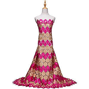 KAJURUI African Lace Fabric Water Soluble Guipure Lace Fabric 5 Yards Nigerian Embroidery Cord Fabric for Wedding