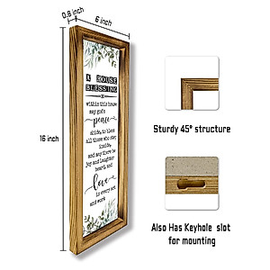 Maoerzai Bless This Home Wall Decor, Bless This House Wood Plaque Inspiring Quote, A House Blessing 6 X16 Inch Hanging Sign, Christian Religious Home Decor Saying. (White-Blessing sign)