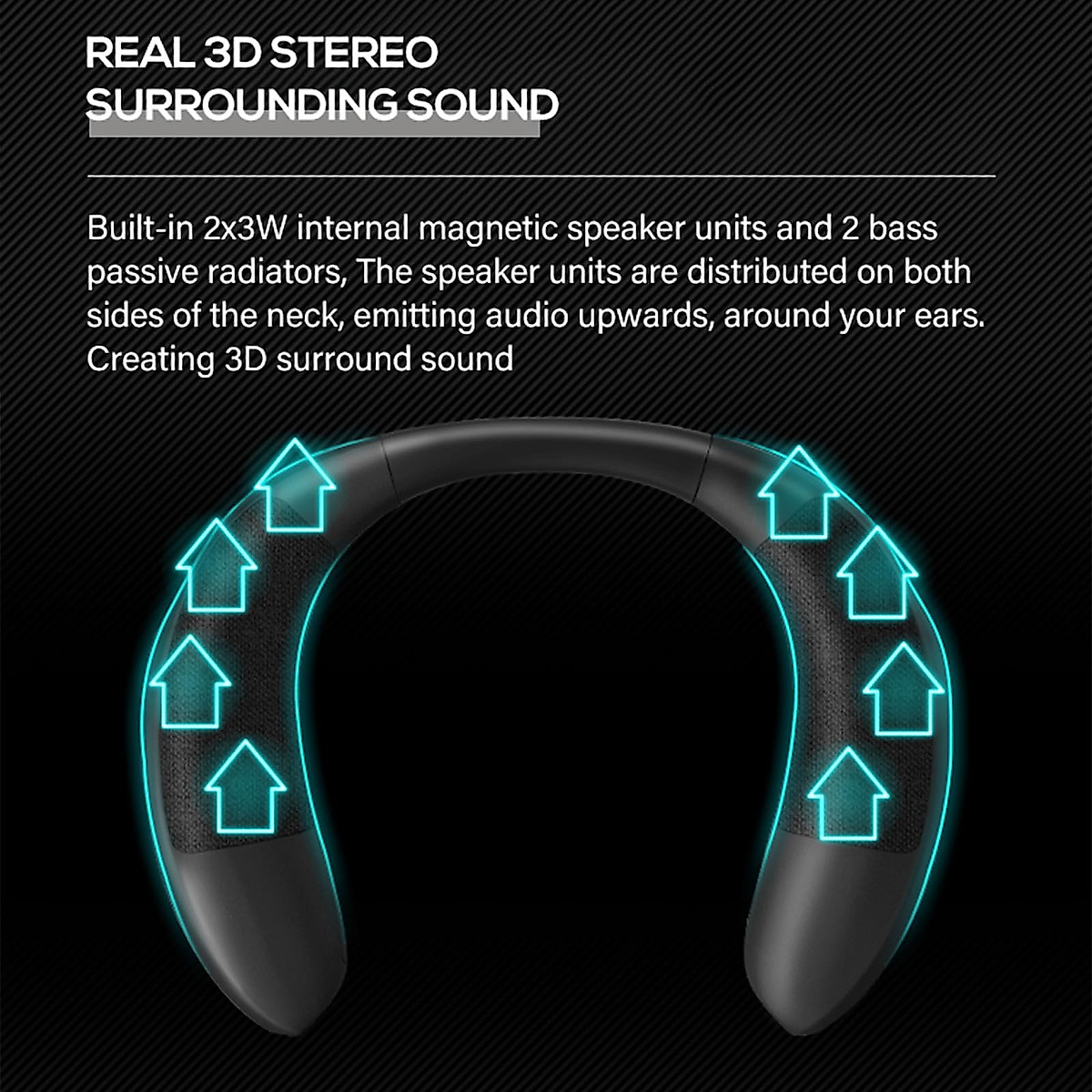 CENGNIAN Neckband Bluetooth Speaker, Neck Speaker Bluetooth Wireless, Wearable Speaker, True 3D Stereo Sound, Portable Soundwear, IPX4, for Home Sport Outdoor