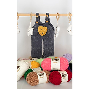 Keche Velvet Yarn for Crocheting, Soft Chenille Bulky Baby Blanket Amigurumi Yarn 100 gr (132 yds) (Dark Yellow, 1 Skein)