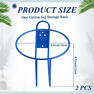 Hicarer 2 Pcs One Gallon Jug Storage Rack Wall Mounted Heavy Duty Steel Wall Rack for 1 Gallon Bottle Round Water Jug Rack Jug Holder with Hardware Hand Sanitizer 6-3/4" W x 5" H x 6-1/2" D (Blue)
