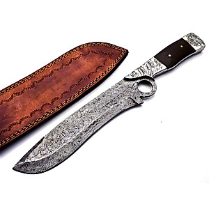 Custom Handmade Damascus Steel Knife Hunting Knife | Outdoor Knife Camping Knife | Handle Made of Micarta with Free Genuine Leather Sheath