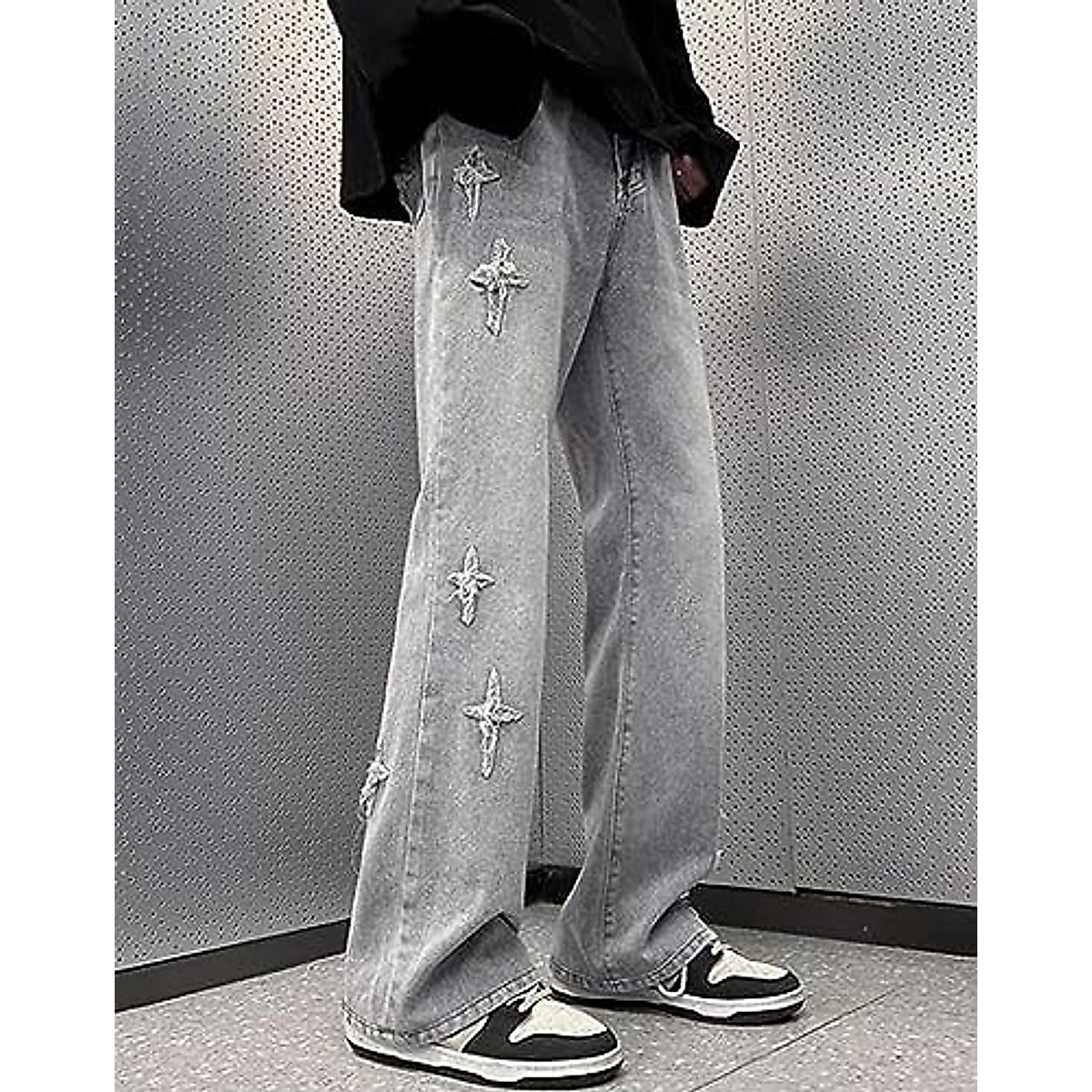 Kisswow Star Jeans Y2k Cargo Pants Women High Waist Ripped Jeans Womens Star Pants Aesthetic Pants Cyber Y2k Jeans for Women Cute Jeans for Teens