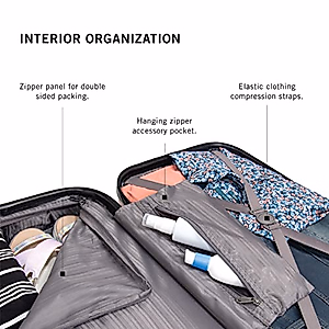 Kenneth Cole Reaction Out Of Bounds Luggage Collection Lightweight Durable Hardside 4-Wheel Spinner Travel Suitcase Bags, Midnight Black, 2-Piece Set (20" & 28")