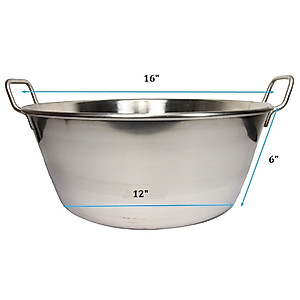 Cazo Para Carnitas 16" Stainless Steel Heavy Duty Acero Inoxidable Wok comal Fry Mexican Style