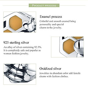 CHTLOR Bee Honeycomb Charm Beads 925 Sterling Silver Beads Fit for European Charm Bracelet
