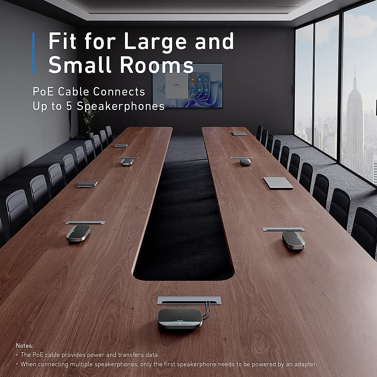 AnkerWork SR500 Conference Speaker and Microphone with Deep Learning, 8 Mics, 48 kHz, Connect 5 Speakerphones in Daisy Chain, AI Noise Cancellation, Premium Pickup in Conference Rooms Up to 45 People