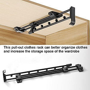 Heavy Duty Extendable Pull Out Closet Rod - Sliding Wardrobe Closet Rod for Increased Storage Space - Hanging Rod Ideal for Clothes, Towels and More - Neat Closet Storage (10.2 inch)