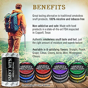 Smokey Mountain Herbal Long Cut – Straight – 5 Can Box - Tobacco Free and Nicotine Free Snuff