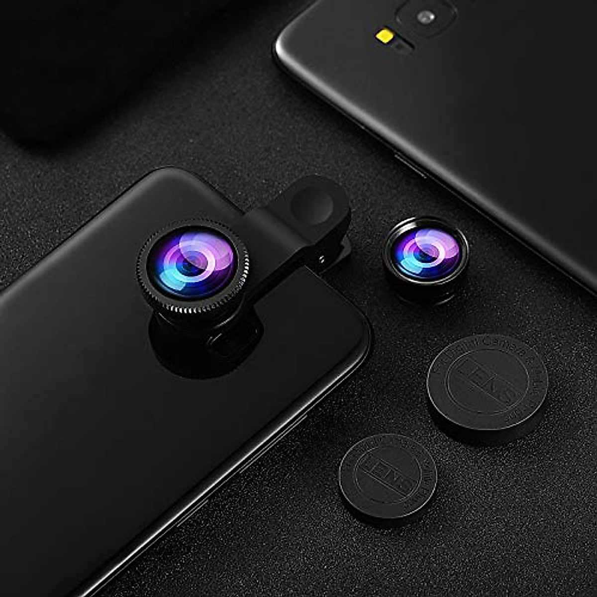 Hemobllo Portable Cell Phone Camera Lens Super Wide Angle Lens Macro Lens Fisheye Lens Clip on 3 in 1 Mobile Phone Lens Compatible for iPhone 6S/7/8/X (Black)