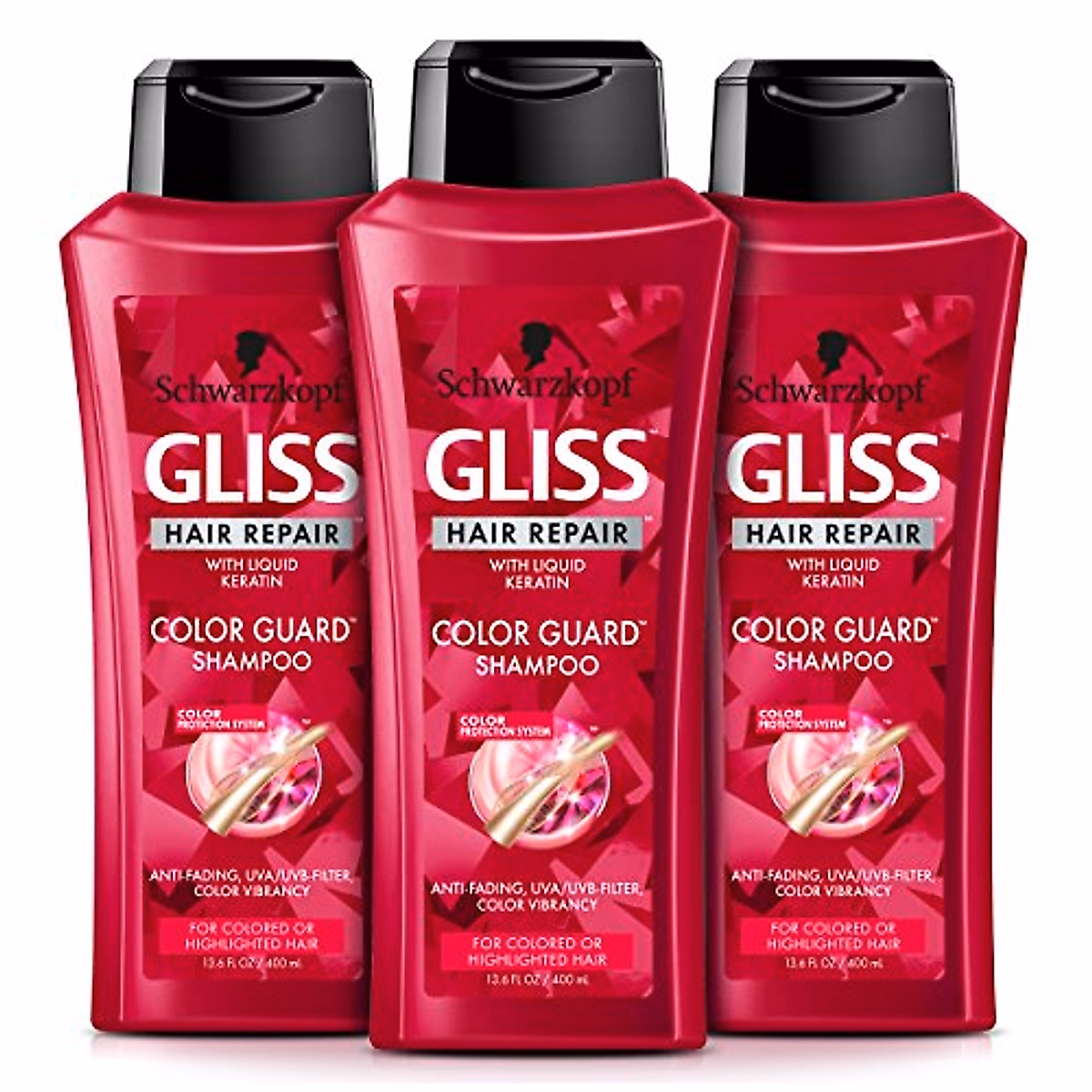 GLISS Hair Repair Shampoo, Color Guard for Colored of Highlighted Hair, 13.6 Ounces (Pack of 3)