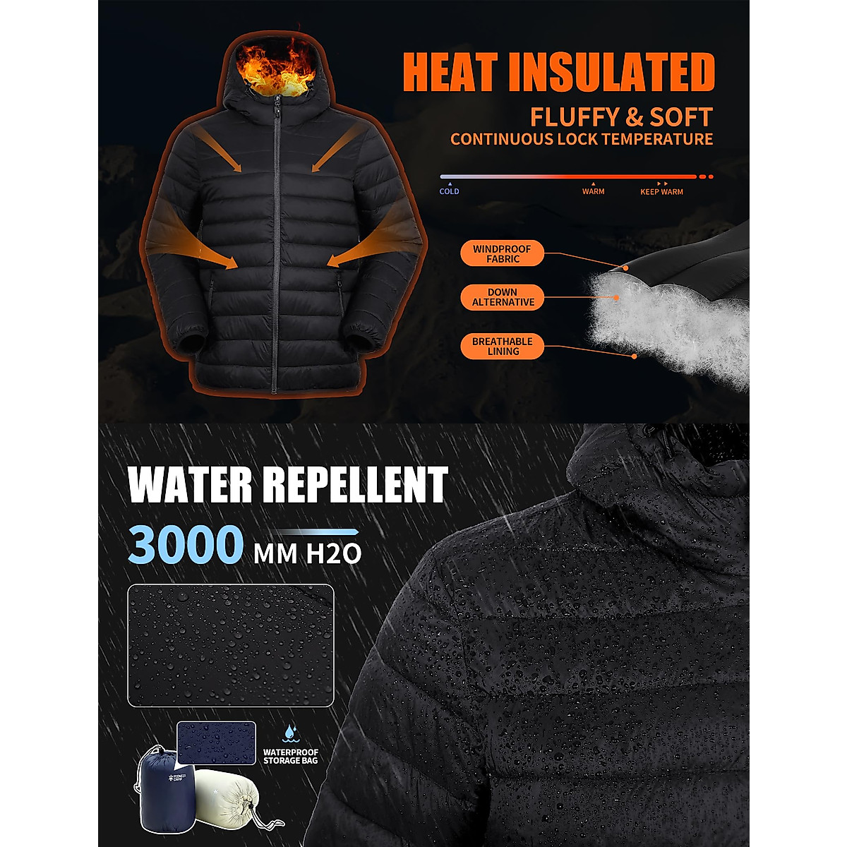 Pioneer Camp Mens Lightweight Packable Puffer Jacket Hooded Insulated Thermal Puffy Winter Jackets for Running Travel