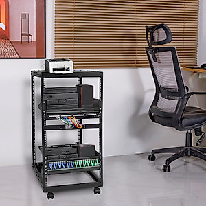 VEVOR 20U Open Frame Server Rack, 23''-40'' Adjustable Depth, Free Standing or Wall Mount Network Server Rack, 4 Post AV Rack with Casters, Holds All Your Networking IT Equipment AV Gear Router Modem