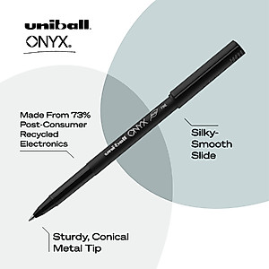 uni-ball Onyx Rollerball Pens Fine Point, 0.7mm, Black, 12 Pack