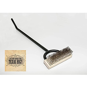 Texas BBQ Grill Brush-33 Metallic Handle, Stainless Steel Bristles-Heavy Duty Barbeque Grill Cleaning Tool-Scratchless Cleaning Brush for Gas/Charcoal Grates-Grilling Gifts for Cooks-Replaceable Head