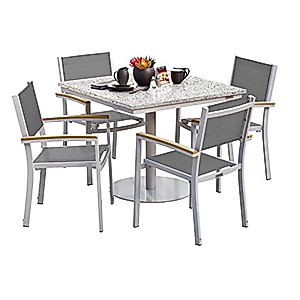 Oxford Garden Travira Armchair - Titanium Sling - Tekwood Natural Arm Caps - 4 Pack