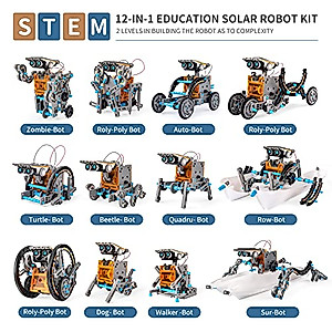 TEMI STEM Solar Robot Kit for Kids, 12-in-1 Educational STEM Science Experiment Toys, Solar Powered Building Kit DIY for 8 9 10 11 12 13 Years Old Boys & Girls Kids Toy