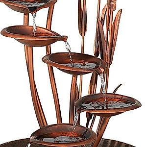 Water Lilies and Cat Tails Modern Outdoor Floor Water Fountain 33" High Tiered Cascading Decor for Garden Patio Backyard Deck Home Lawn Porch House Relaxation Exterior Balcony - John Timberland