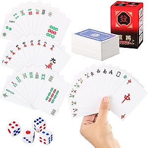 Civaner Mahjong Cards Playing Cards Chinese Mah Jongg 2025 American Majhong Games Large Print Handheld Poker Mahjong Playing Cards with 4 Dices HomeTable Game