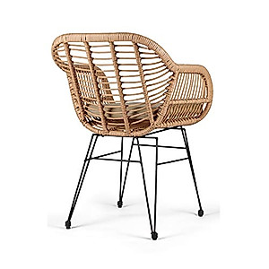 WestinTrends 3 Pc Set Furniture Wicker Rattan Patio Conversation Seating Chair with Cushions and Table for Indoor Outdoor, Balcony, Porch, Garden, Pool, Deck, Lounge, Beige