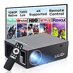 UUO 4K Projector,Native 1080P Projector for Outdoor Home,Movie Projector Support 4K HD Video ±50° Digital Keystone & 300’’ Projection Area,Compatible with TV Stick,Laptop,PS5,X-Box,iOS Android
