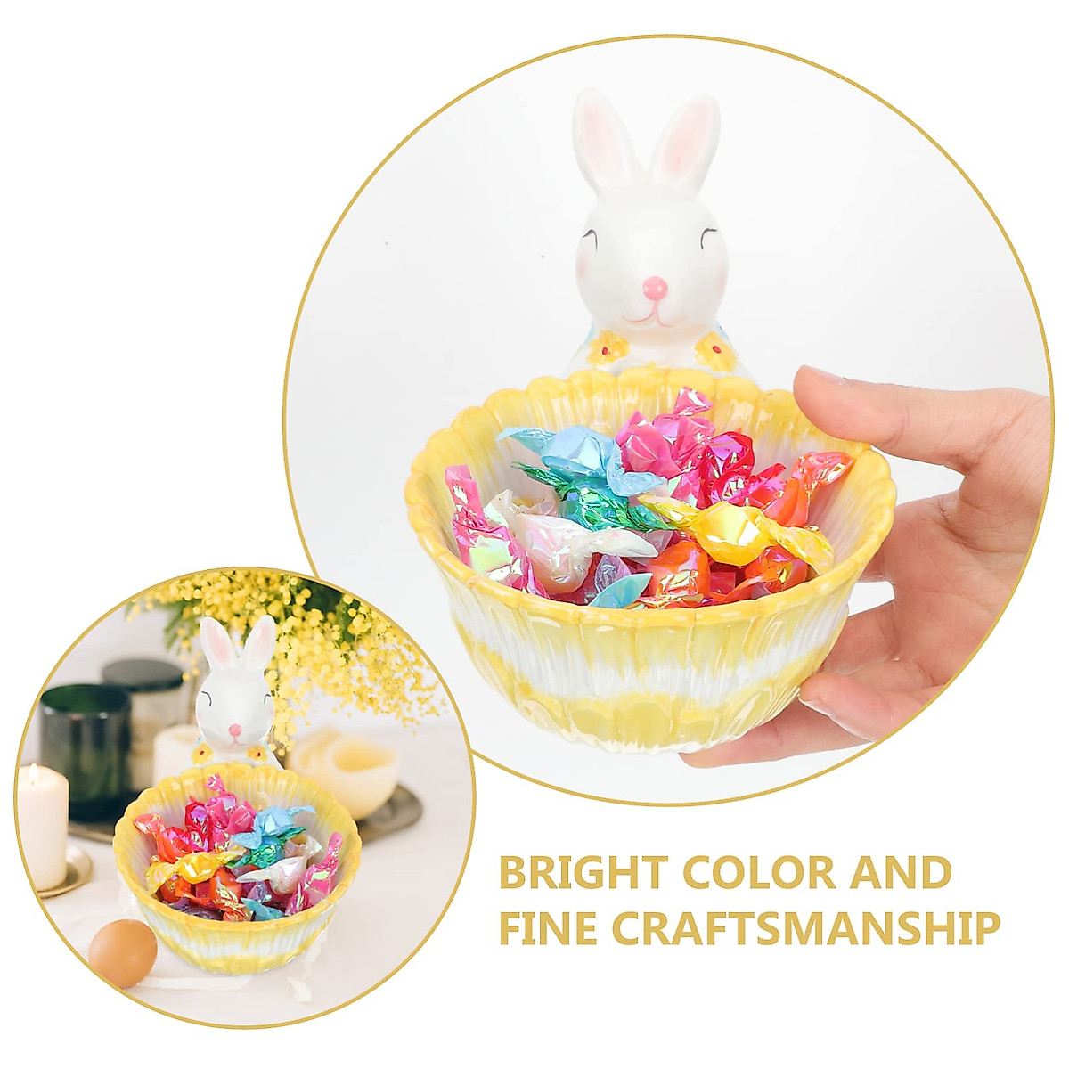 Amosfun Ceramic Food Bowl Easter Bunny Candy Dish Ceramic Easter Basket Easter Ceramic Rabbit Bowl Rabbit Salad Bowl Bunny Shaped Bowl Easter Party Tableware Breakfast Bowl