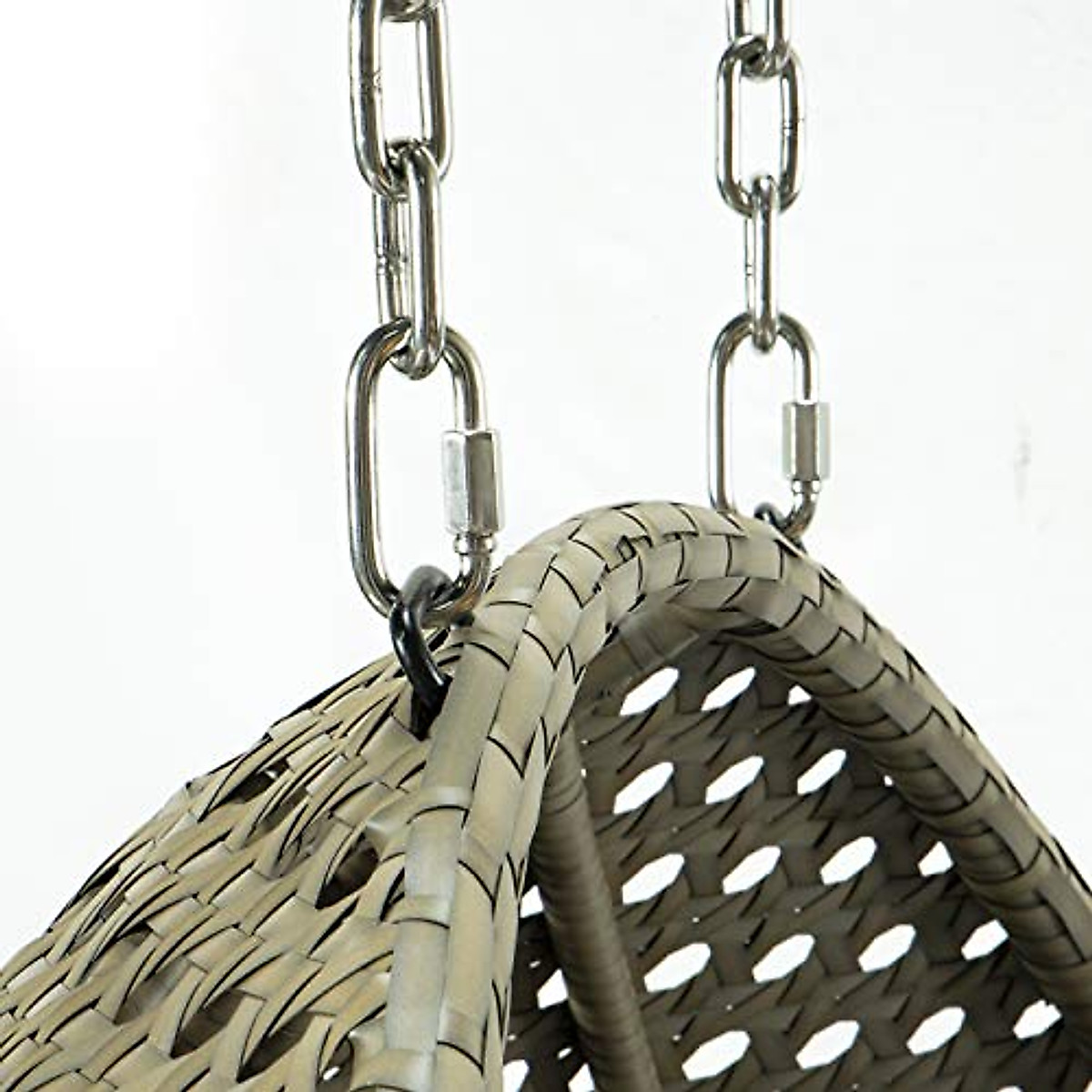 LeisureMod Outdoor Patio Beige Wicker Hanging 2 Person Double Egg Swing Chair (Dark Red)