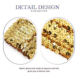 Yikisdy Sequins Fingerless Glove sparkly Gold Gloves Rave Mermaid Glove for Women (Gold)