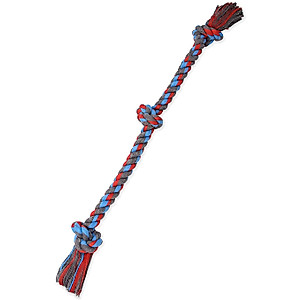 MAMMOTH Flossy Chews Colored 3 Knot Tug Rope X-Large - 36" Long - Pack of 2