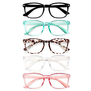 WINTOO Anti Blue Light Glasses for Women Men -5 Pair Blue Light Blocking Glasses, UV400 Anti-Glare Computer Glasses Women, Blue Light Reading Glasses for Women for Gaming TV Phone Screen Square Frame