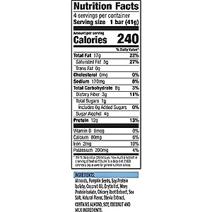 :ratio KETO Friendly Crunchy Bars, Vanilla Almond, Gluten Free Snack, 4 ct