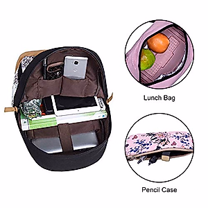 Goodking Teen Girls School Backpack Kids Bookbag Set with Lunch Box and Pencil Case College Bookbag Laptop Backpack Travel Daypack, Pink