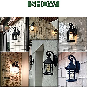OUUED European Wall Light Outdoor Waterproof Glass Wall Lamps E27 European Vintage Metal Aluminum Retro Industrial Outside Wall Sconce Balcony Door Aisle Garden Home Lighting Wall Lights