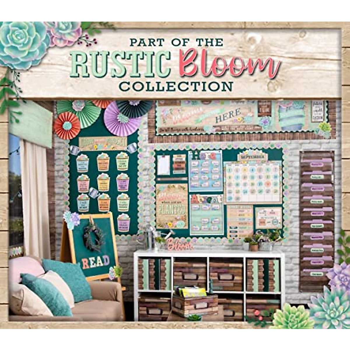 Rustic Bloom Succulent Die-Cut Border Trim
