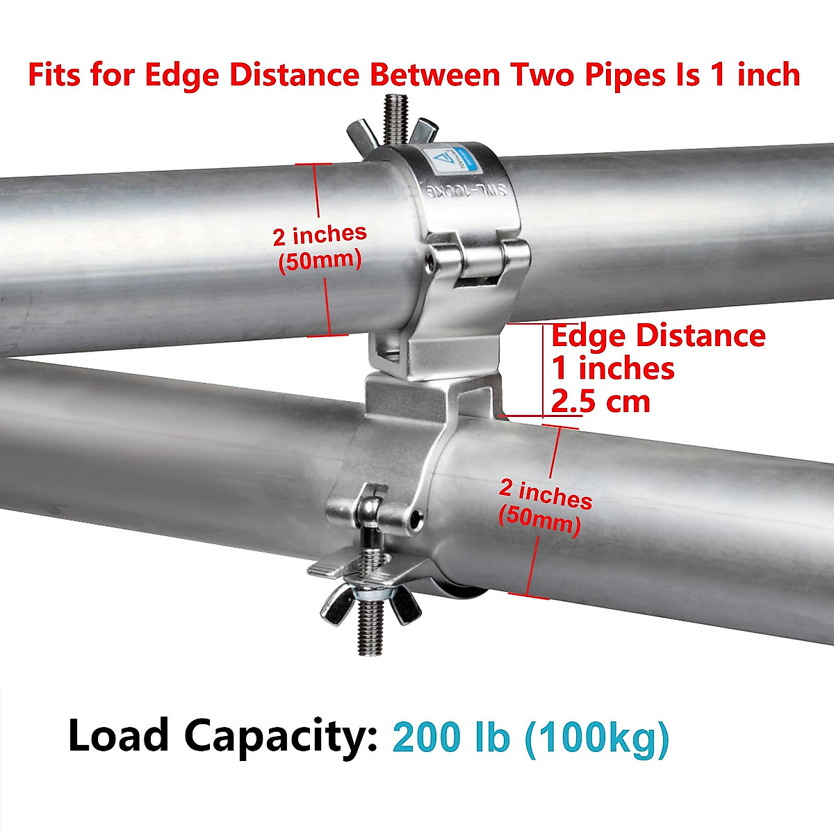 Lighting Truss Swivel Coupler DJ Light Clamps 2 Inch Aluminum Alloy Max Load 220 LBs for 1.88-2 Inch Pipe 4 Pack