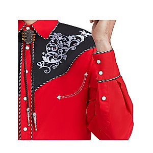 JoZorro Men Western Shirts Rhinestone Cowboy Shirt Camisas Vaqueras Para Hombres Elegantes Para Fiesta 50s Rockabilly Shirt